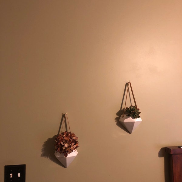 Priene HOME | Geometric Ceramic Hanging Planter | Set of 2 (black ...