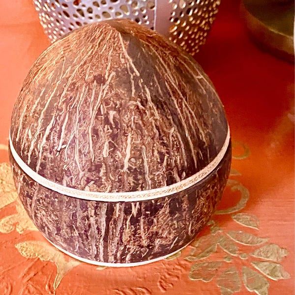 Unique Handmade Coconut Shell Container With Lid - Etsy