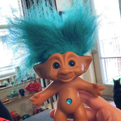 Vintage Ace Novelty Treasure Troll Doll Blue Hair Blue - Etsy