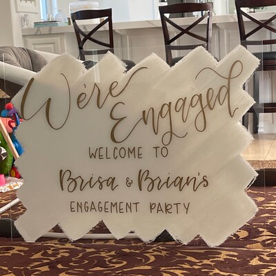 18x24in Engagement Sign, Acrylic Hand Lettered Sign, Custom Order ...