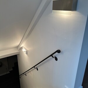 Round, Modern Wrought Iron Handrail, End Wall Mount Steel Hand Rail ...