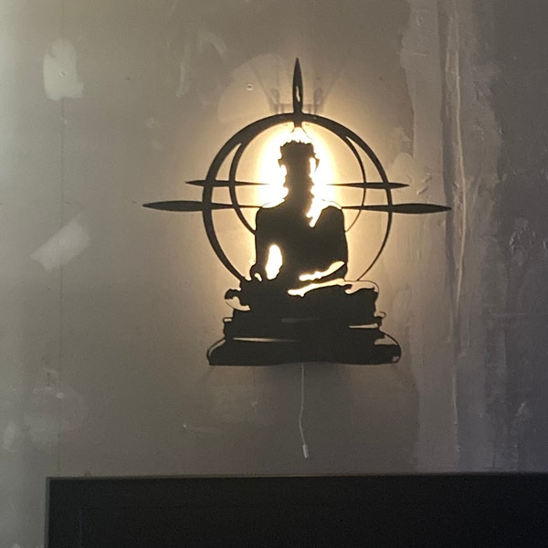 Buddha Metal Wall Sign, Hindu Wall Art, Yoga Studio Decor, Meditation ...