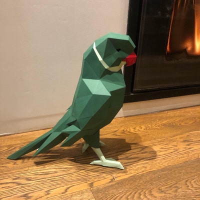 Parrot Green Paper Craft, Digital Template, Origami, PDF Download DIY ...