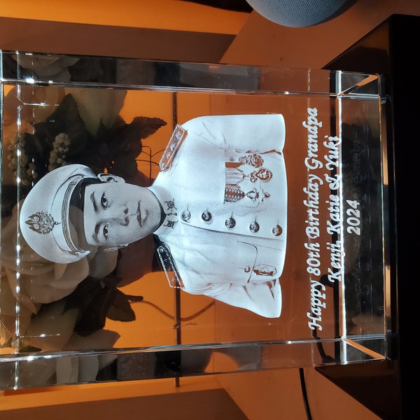 3D Crystal Glass Trophy Laser LED Wooden Small Light Stand Base Display ...