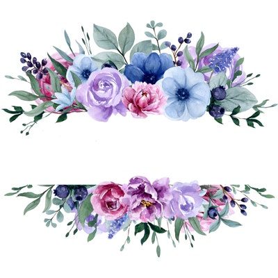 Purple Flower Frame Clipart, Floral Border Png, Floral Frame Clipart ...