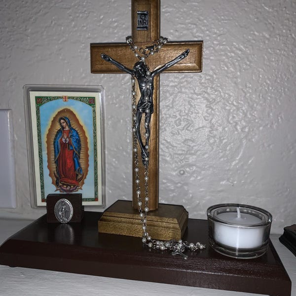 Catholic Olive Wood Tabletop Crucifix. Made in Jerusalem. - Etsy