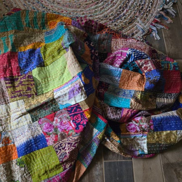 Bohemian Patchwork Quilt Kantha Quilt Handmade Vintage Quilts Boho Twin ...