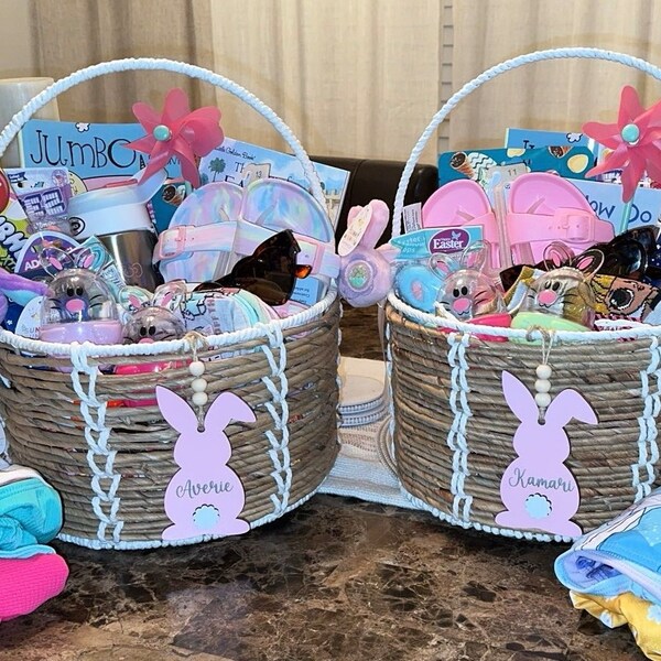 Personalized Easter Bunny Basket Tag | Custom Basket Tag | Wooden Gift ...