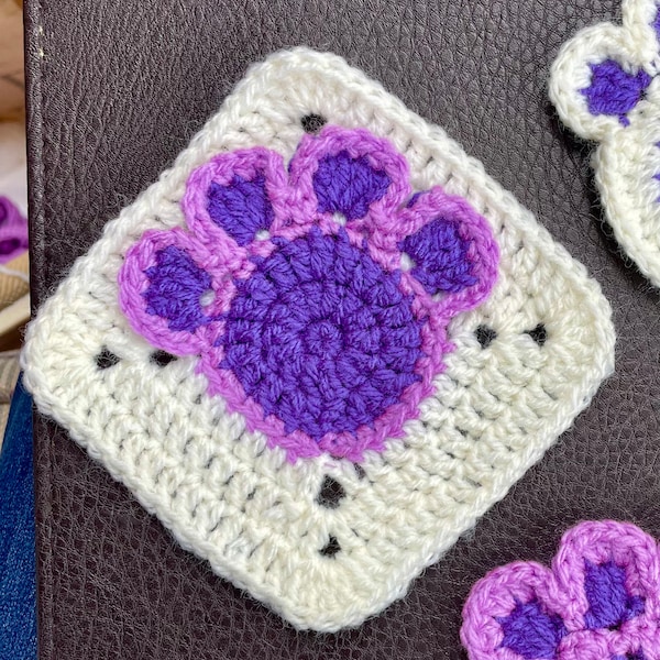 Paw Print Granny Square Easy Crochet Pattern, Pet Paw Print Design ...