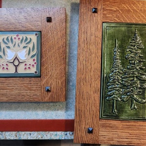 Framed Arts and Crafts Tile-mission Style Frame-hummingbird Tile-home ...