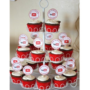 15 Youtube Cupcake Toppers PERSONALIZED, Birthday Party, Youtube Party ...