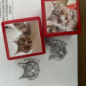 Custom Pet Stamp Self Inking-cat Dog Portrait Pre Inked - Etsy