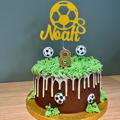 Custom Football Cake Topper Black Custom Name Age Football Birthday ...