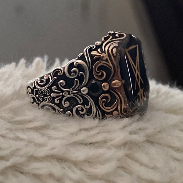 Unique Mens Sigil of Lucifer Ring for Men Silver Men Jewelry Satanist ...