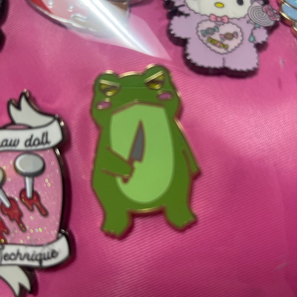 Knife Frog Hard Enamel Pin | Cute Frog With Knife Enamel Pin - Etsy