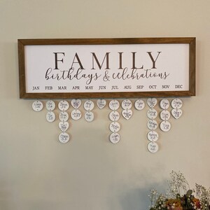 Family Birthday Board Family Birthdays and Celebrations - Etsy