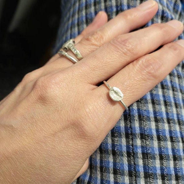 Sterling Silver Coffee Bean Ring | Coffee Ring | Barista Ring | Dainty Stacking Ring | Coffee ...