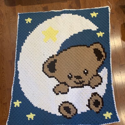 C2C Bear on the Moon Baby Crochet Pattern / C2C Baby Blanket / C2C Baby ...