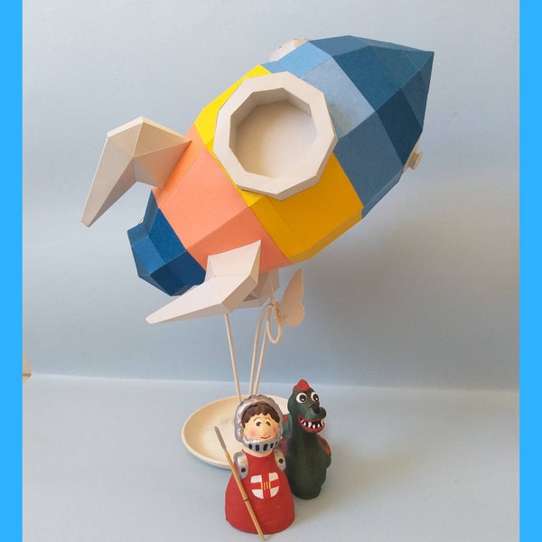 Rocket Papercraft Sculpture, Printable 3D Puzzle, Papercraft Pdf ...
