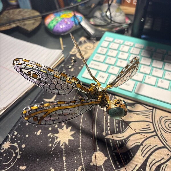 Mini Emerald Green Dragonfly , Handmade Ornament Baubble Statue - Etsy