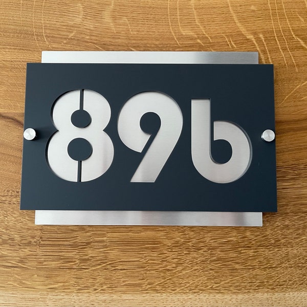 Exclusive 3D House Number **small Single** Brushed Stainless Steel ...