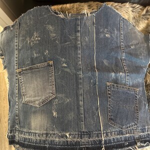 Long Patchwork Jeans Coat, Designer Art Denim Unisex Jacket, Rip Jeans ...