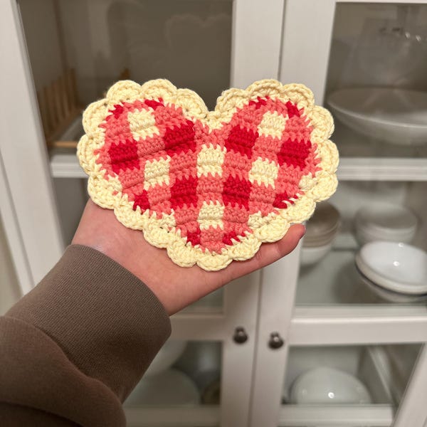 Gingham Heart Coaster - Handmade With Love - Etsy