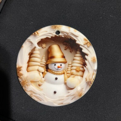 Golden Snowman Ornament With Exquisite Snowflakes, Adorable Whimsical ...