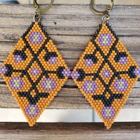 Seed Bead Earrings Pattern Bundle, 5 Patterns Looped Fringe Beaded ...