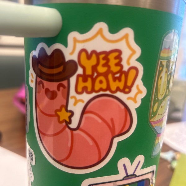 Cowboy Worm Waterproof Stickers! - Etsy