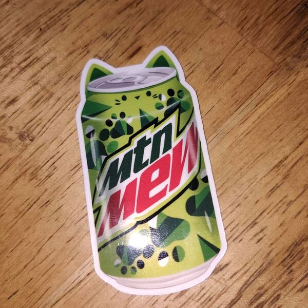 Cute Meowntain Mew Sticker | Cat Soda Sticker | Water Resistant Sticker ...