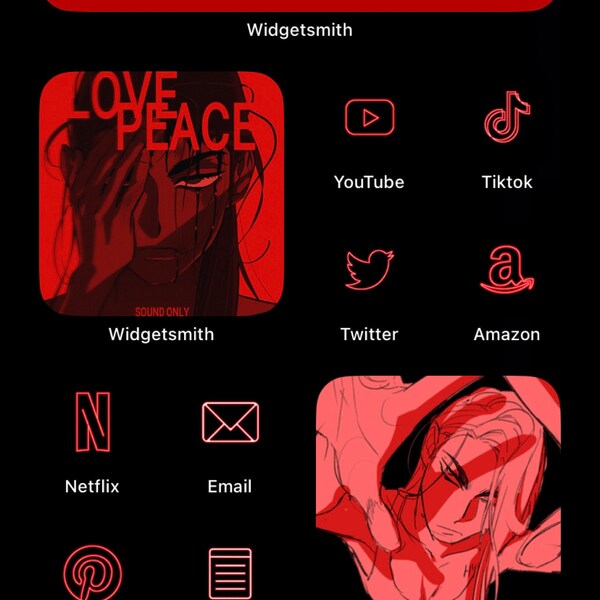 Red Ios 14 App Icon Pack | Neon Aesthetic Ios 14 Icons | iPhone Icon ...