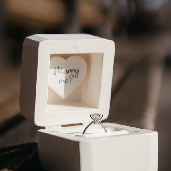 White Engagement Ring Box, Proposal Ring Box, White Ring Box, Custom ...