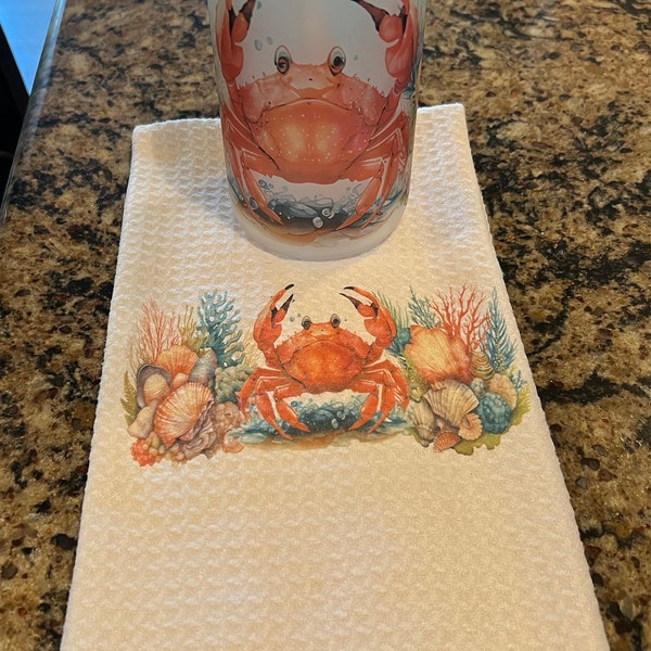 Red Crab Sea 16oz Libbey Glass Wrap Png, Cute Crab Glass Can, Colorful ...