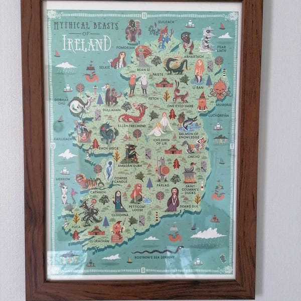 Illustrated Map, Mythical Beasts of Ireland, A3 Art Print - Poster - Etsy