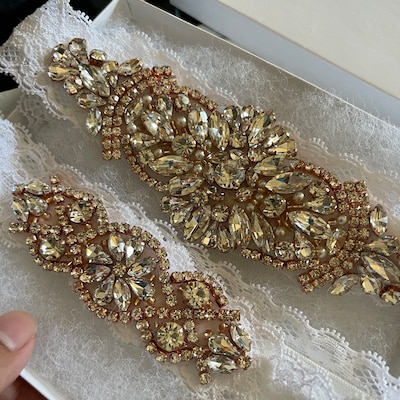 2 GARTERS Wedding Garter and Toss Garter Set-crystal Rhinestones With ...