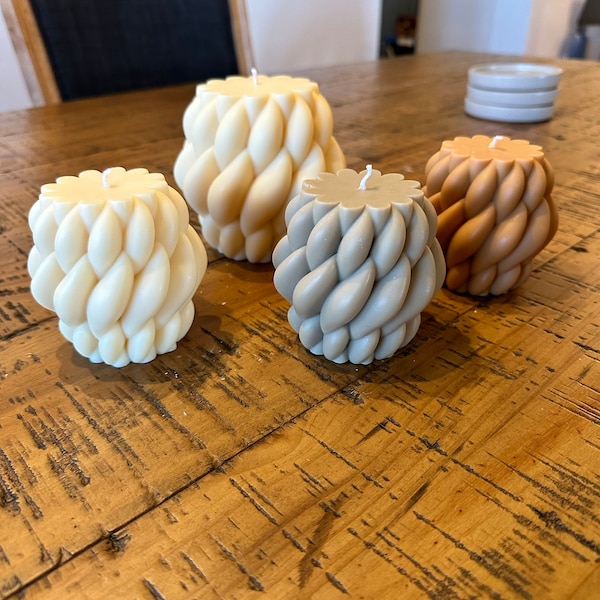 Knot Candle/ Knit Candle/ Big Interwoven Knit Pillar Candles/medium ...