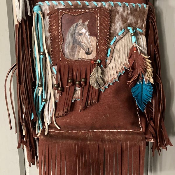 SADDLE Buckskin Leather Hide for Native American Crafts Pipe Bag Flute ...