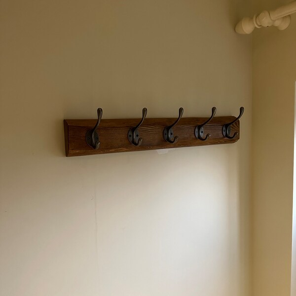 Waney Edge Wooden Coat Rack, Live Edge Wooden Coat Rack, Wooden Coat ...