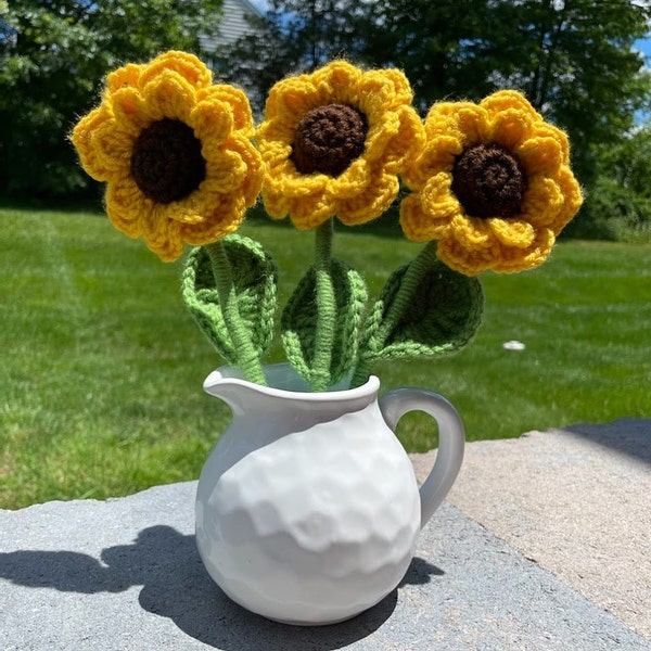 Crochet Sunflowers in a Pot PATTERN. Ukrainian Sunflowers. Sunflower ...