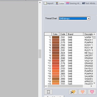 Smbalways Thread Chart CSV for Brother Pe-design 10 260 Colors - Etsy