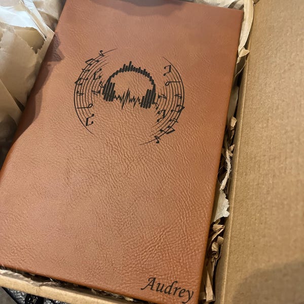 Personalized Guitar Music Notes Notebook Journal | Unique Leatherette ...