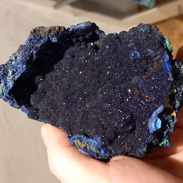 Blue Botryoidal Gibbsite Mineral on Matrix With White Aragonite Trace ...