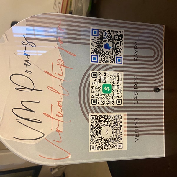 Arch Scannable QR Code Payment Table Sign || Frosted Acrylic Business ...