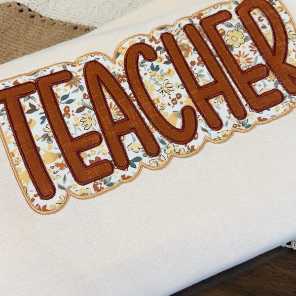Teacher Double Satin Stitch Applique - Teacher Applique - Teacher ...