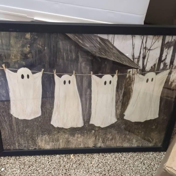 Ghost Laundry Vintage Style Painting Print Laundry Room Halloween Decor ...