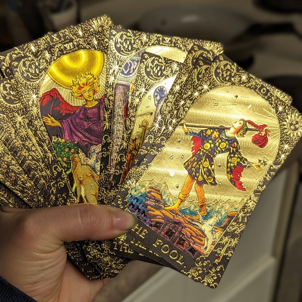 Gold Tarot in Box Tarot Cards Deck for Beginners With Guide Book ...