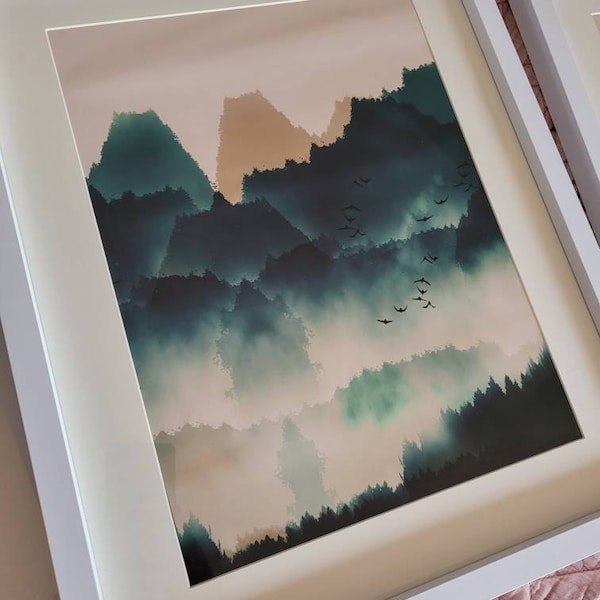 Calming Watercolor Painting Print | Set of 3 Minimalist Wall Prints ...