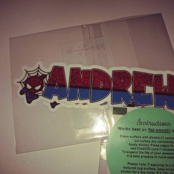 Spider Superhero Name Sticker: Custom Waterproof Vinyl Decal - Etsy