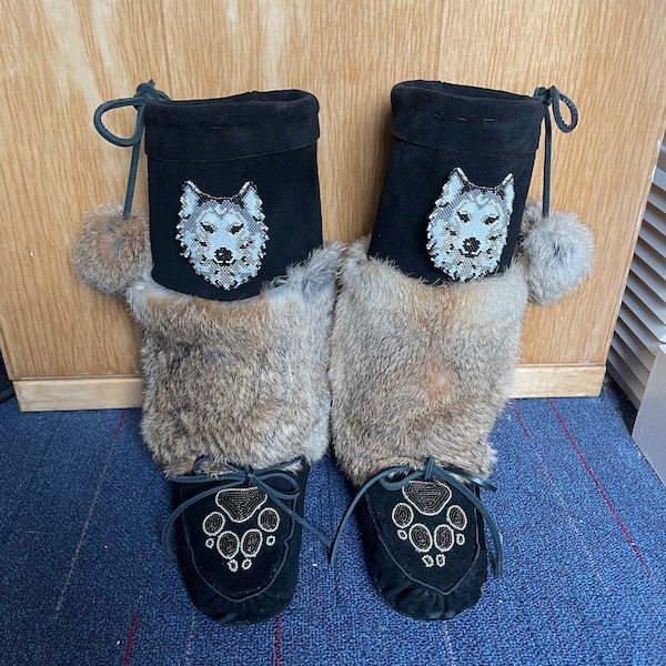 Mukluk DIY Kit ~ Pattern/ Instructions , Suede, Rabbit Fur, Foot Lining ...